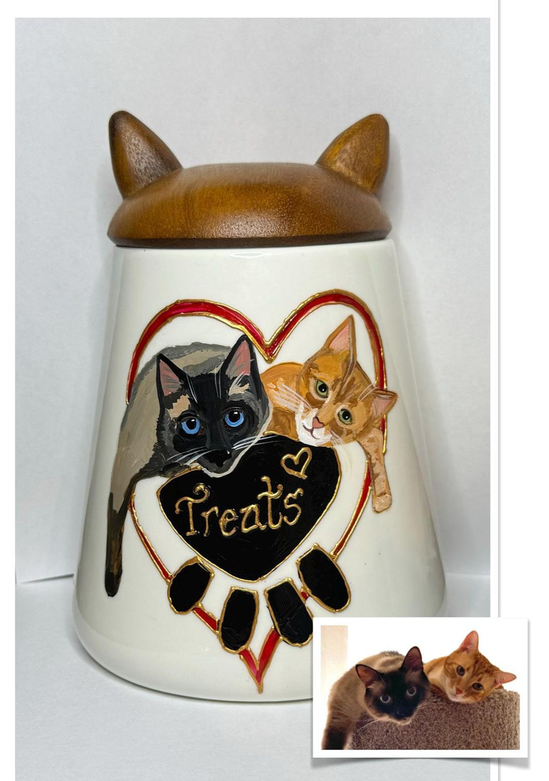 Cat Treat Jar, Painted Cat Treat Jar, Cat Portrait Canister, Custom Cat ...