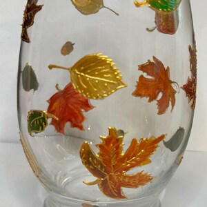 Fall Leaves, Beautiful Fall Leaves Painted on Vase, Gold Outline, Fall ...