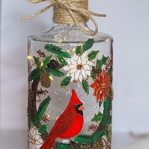 Christmas Cardinal, Painted Cardinal, Red Cardinal Bottle With Fairy ...