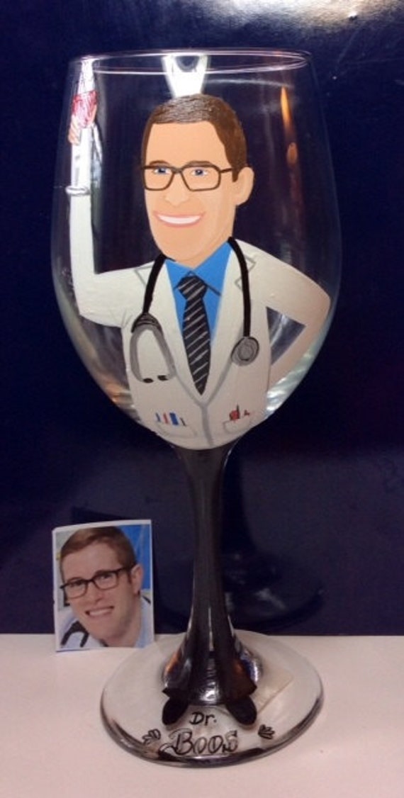 Nurse Wine Glass Custom Portrait Etsy