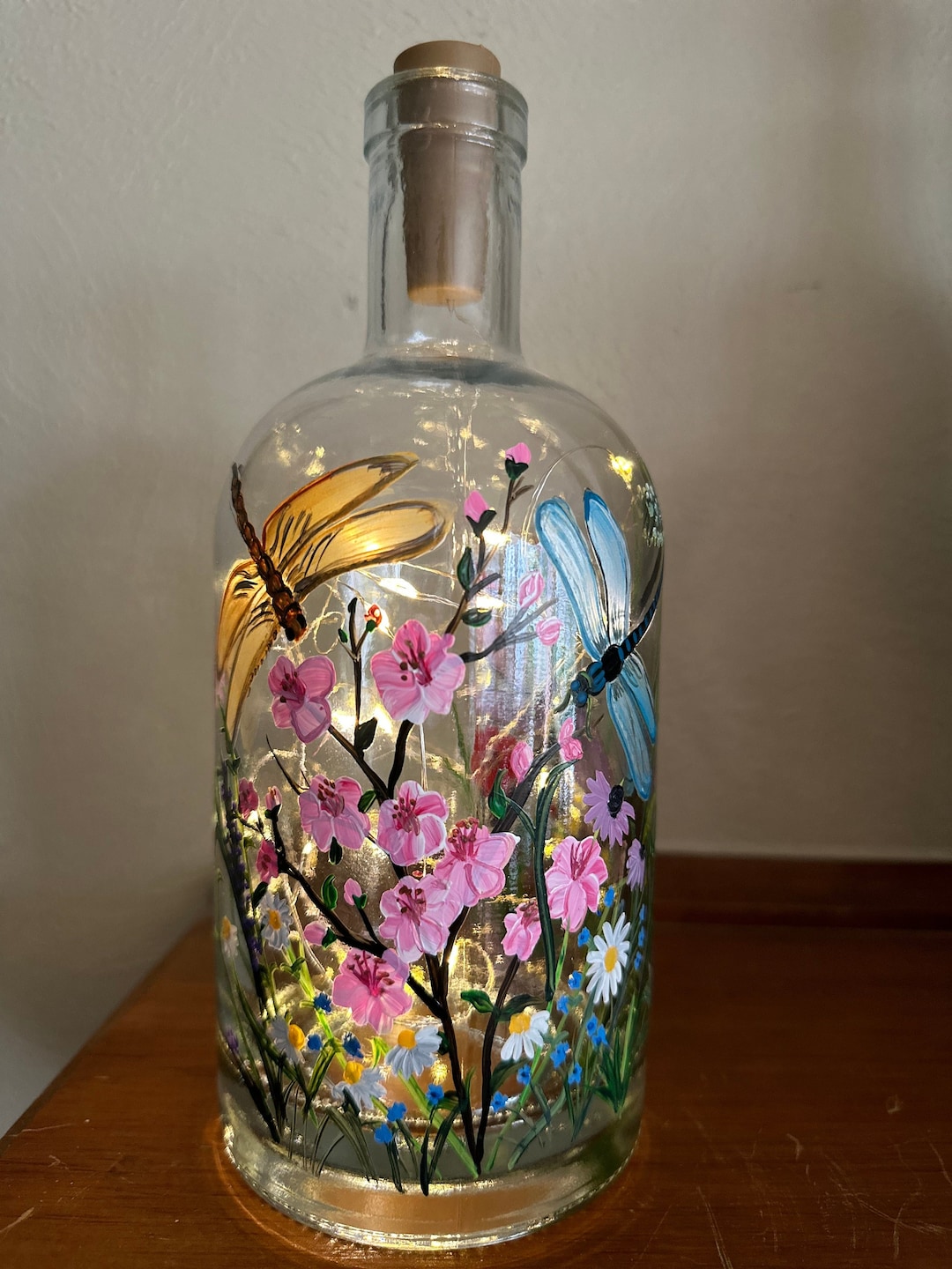 Dragon Fly, Painted Dragon Flies, Bottle With With Lights, Beautiful ...