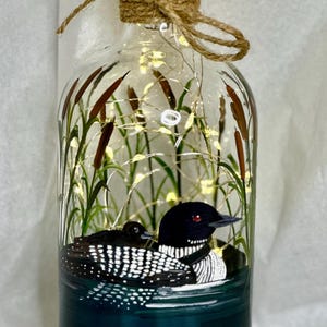 Hand Painted Bottle, Lighted Bottle, Loon Hand Painted, Loon ...