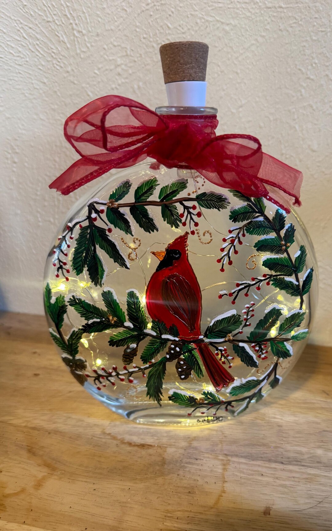 Christmas Cardinal, Painted Red Cardinal, Christmas Cardinal Hand ...