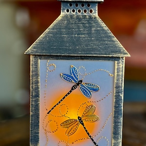 Dragonfly Lamp, Battery Operated Dragonfly Lantern, Painted Dragonflies ...