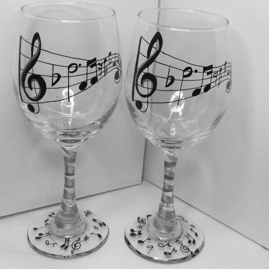 Music Note Wine Glass Personalized Musical Wine Glass Music | Etsy