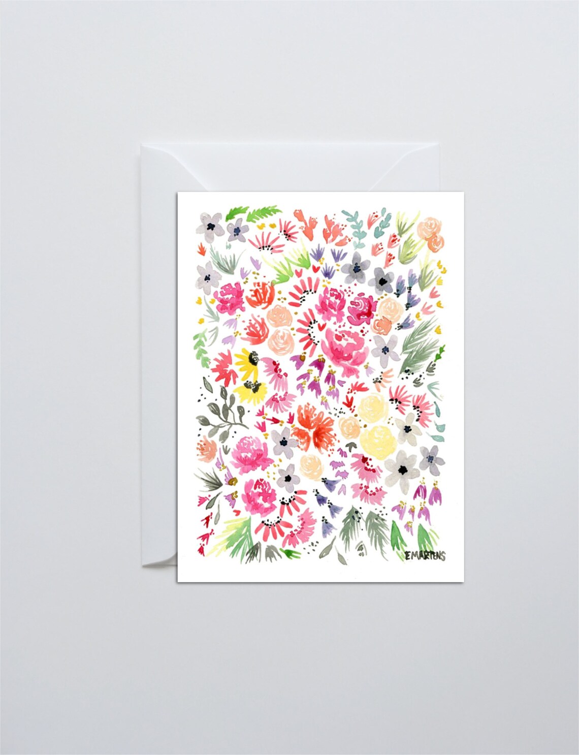 Peony Watercolor Floral Card Single Folded Card - Etsy