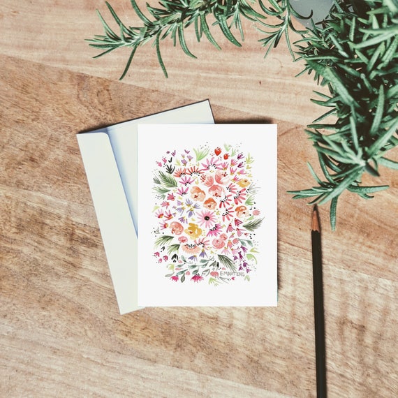 Daisy Watercolor Floral Card Single Folded Greeting Card | Etsy