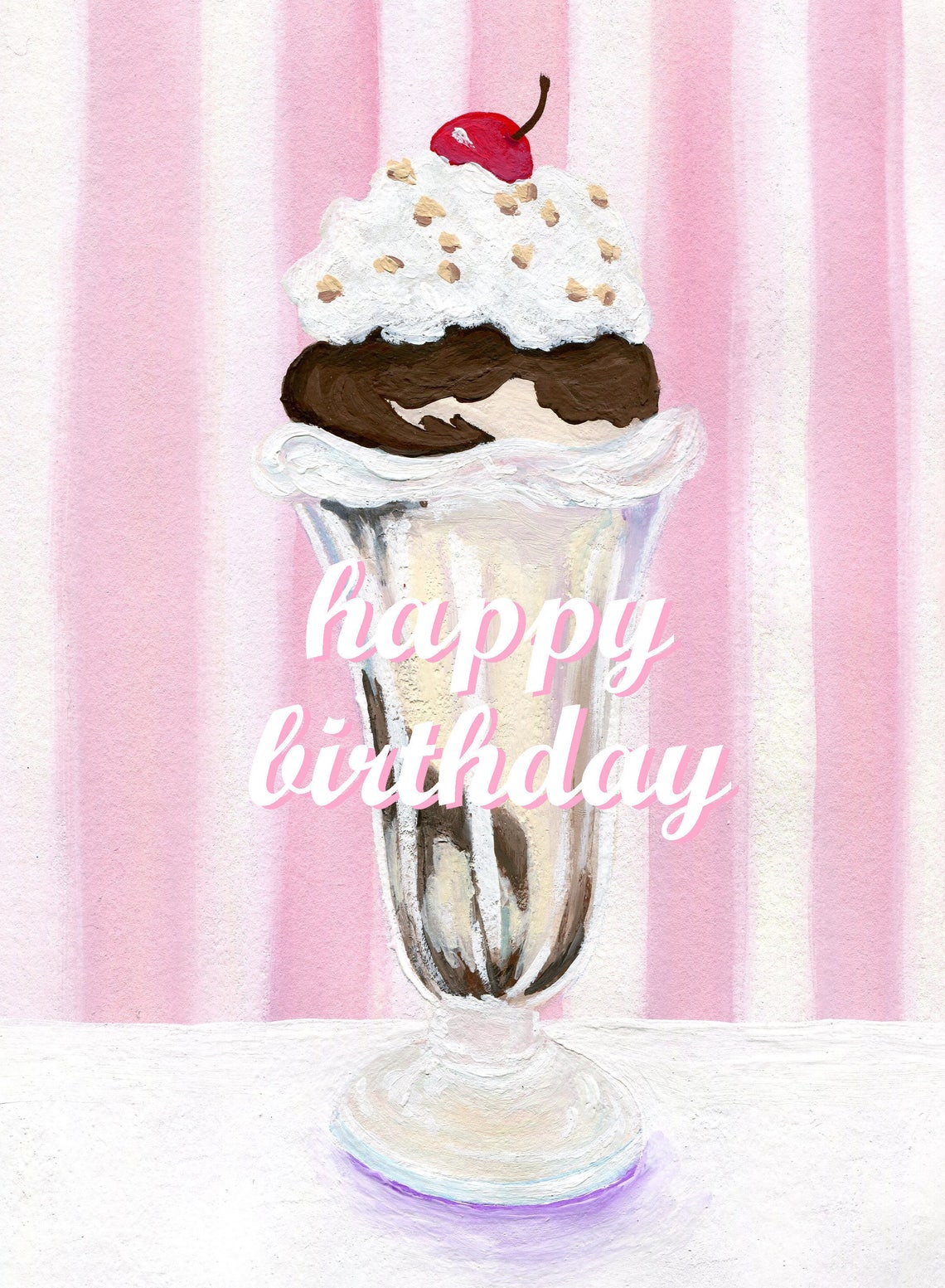 Ice Cream Sundae Card Birthday Cards Single Folded Card - Etsy