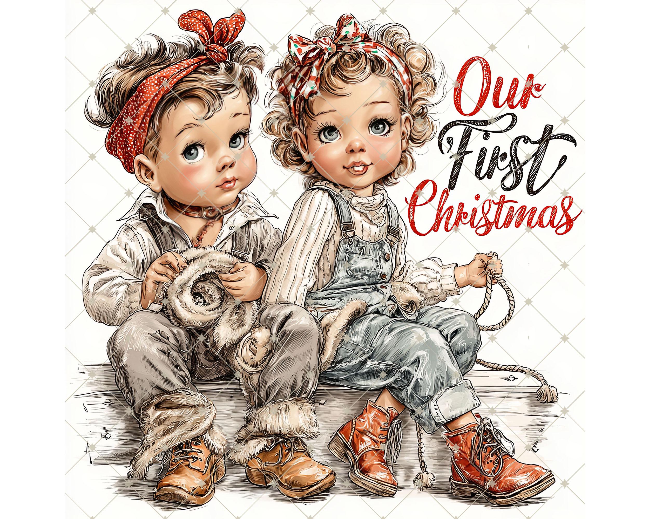 Children With Our First Christmas Sign Clipart: Holiday Kids Printable ...