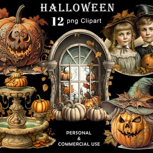 Pumpkin Clipart Set, Autumn Graphic for Scrapbook, Junk Journal, Fall ...