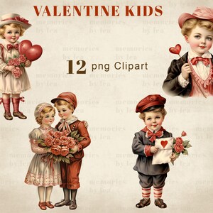 Vintage Valentine Kids Clipart, Heart, Rose, Love Valentine PNG Clip ...