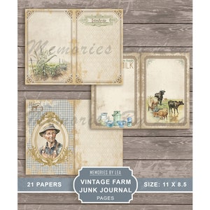 Farm, Junk Journal, Pages, Farmhouse, Digital, Journal Kit, Farm Life ...