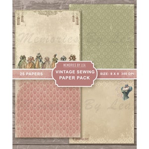 Vintage Sewing Printable Digital Paper Pack, Fashion Digital ...