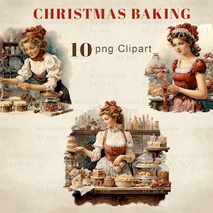 Vintage Christmas Baking Clipart, Christmas Sweets PNG Illustration ...