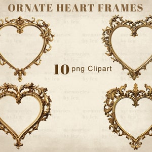 Vintage Ornate Heart Frames Clipart, Antique Frames PNG Clip Art ...