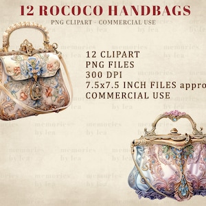 Vintage Rococo Handbags Clipart, Antique Handbag PNG Clipart, Vintage ...