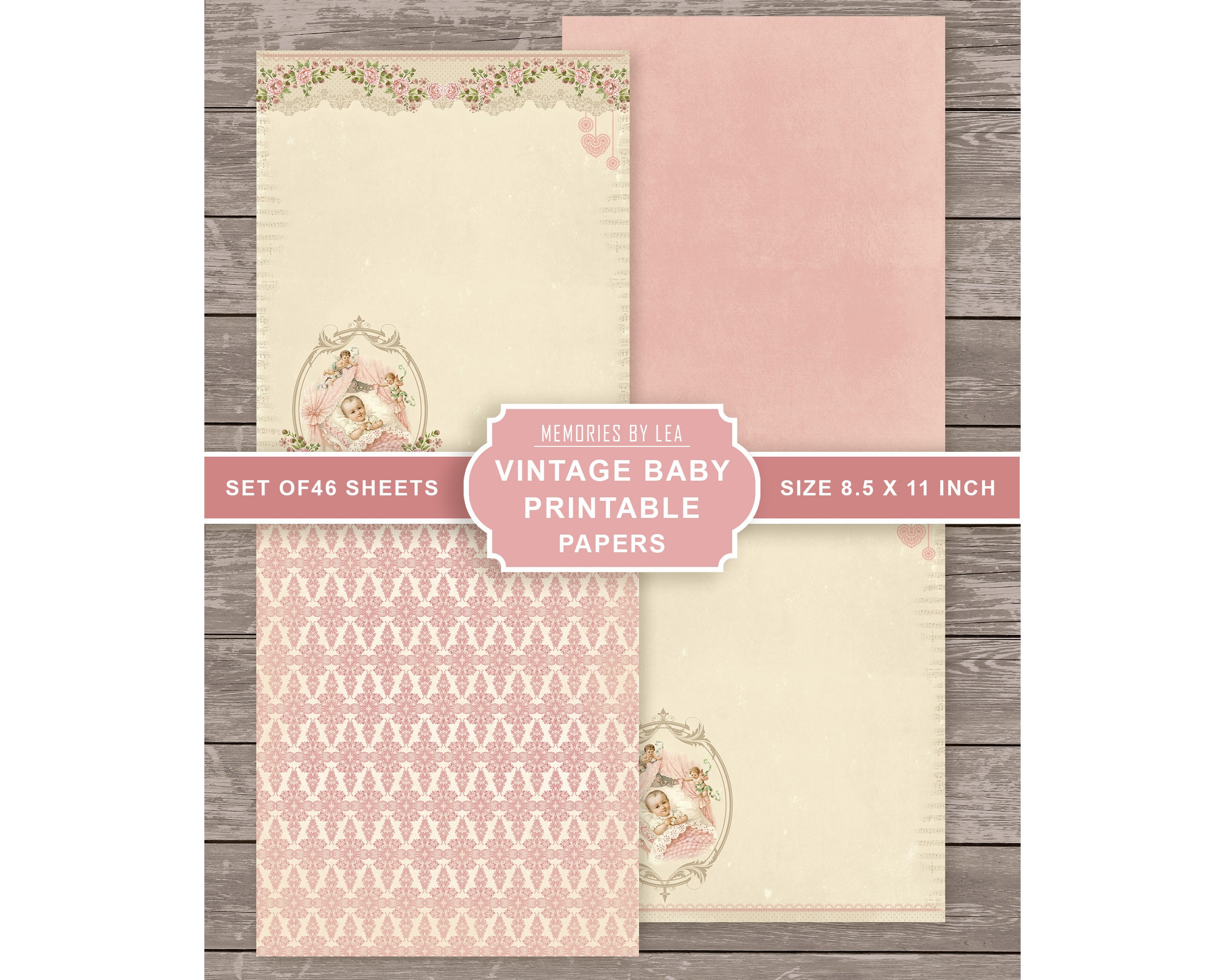 Vintage Baby Girl Printable Paper Pack Digital Paper Baby - Etsy Australia