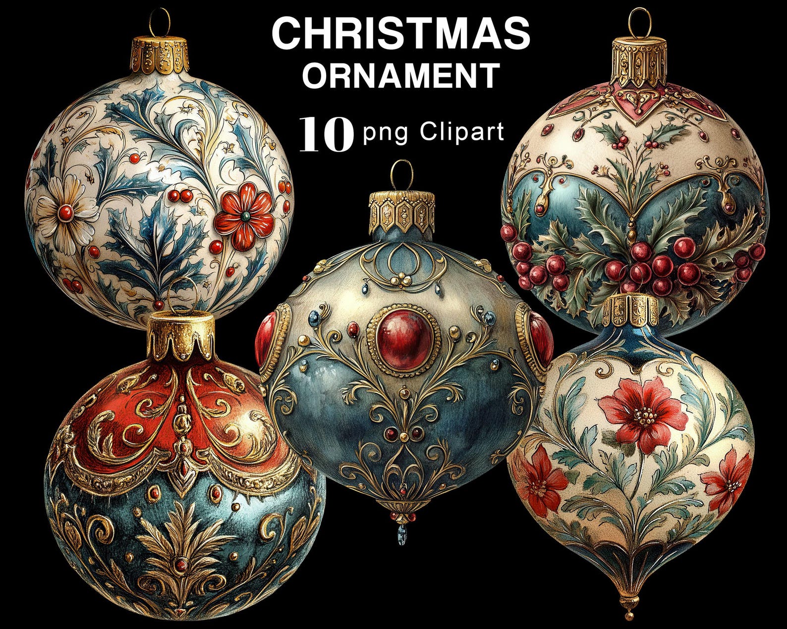 Vintage Christmas Ornament Clipart, Christmas Bauble PNG Clipart ...