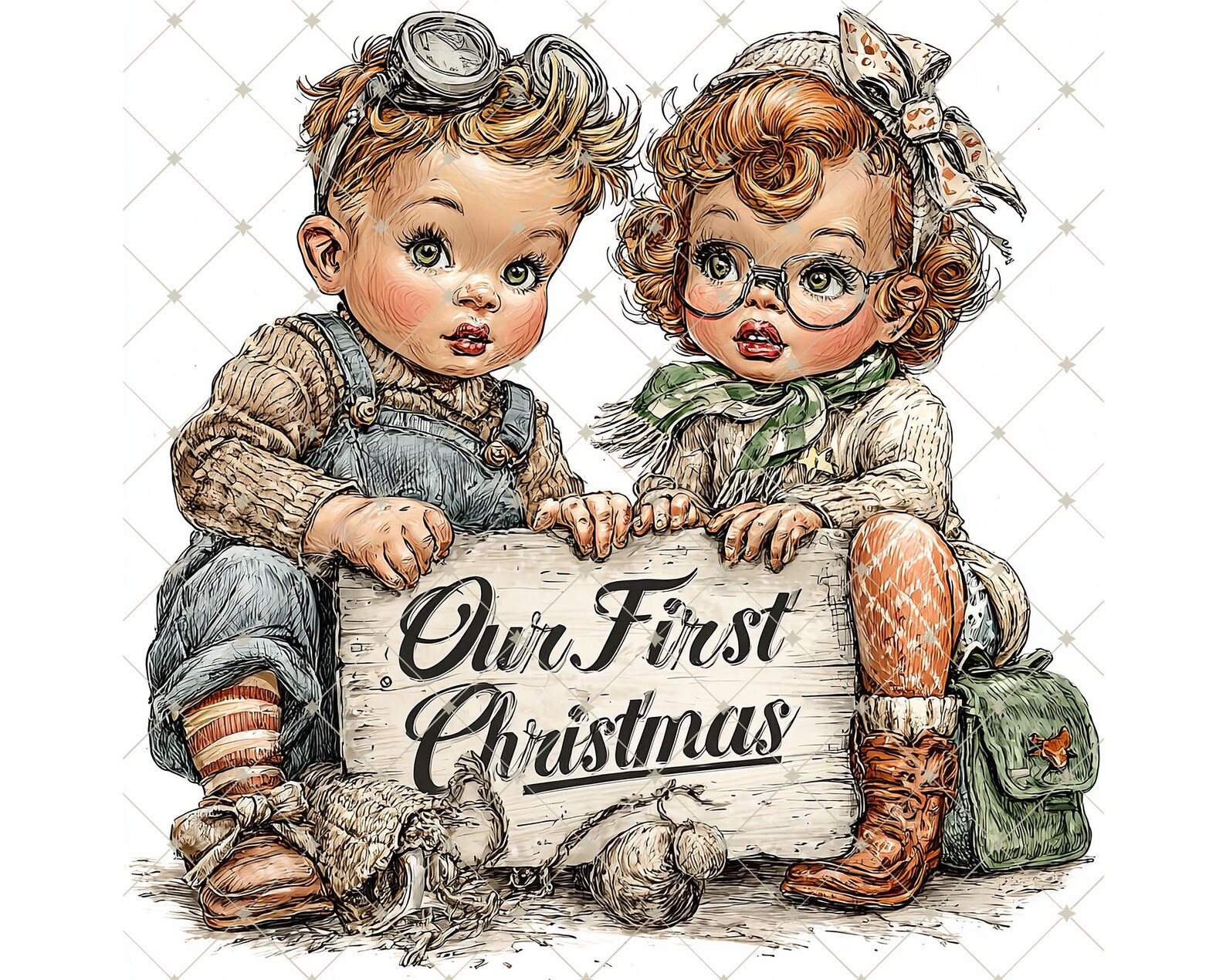Children With Our First Christmas Sign Clipart: Holiday Kids Printable ...