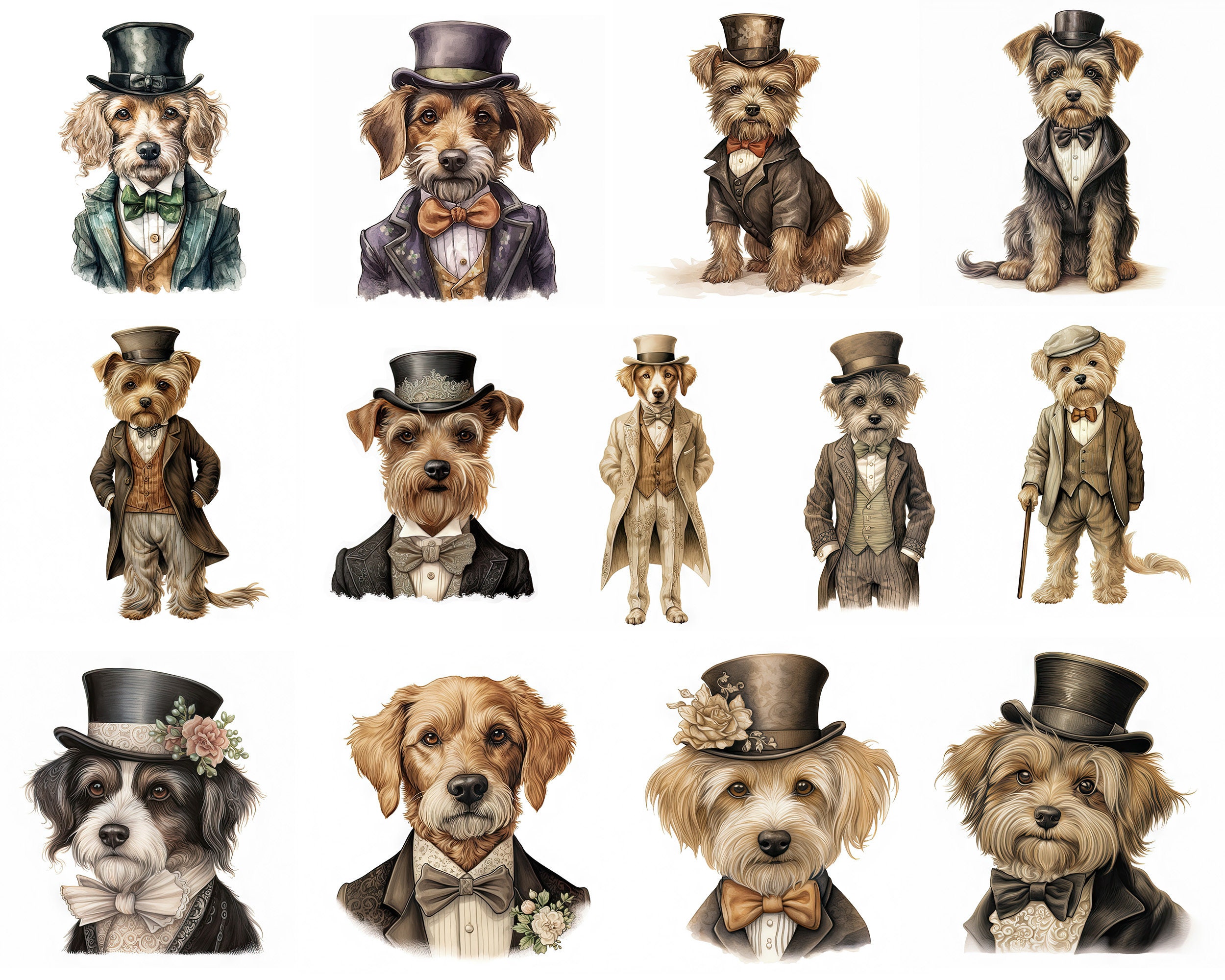 Gentleman Dog Clipart, Elegant Dog, Fancy Groom Dog JPG Graphics for ...