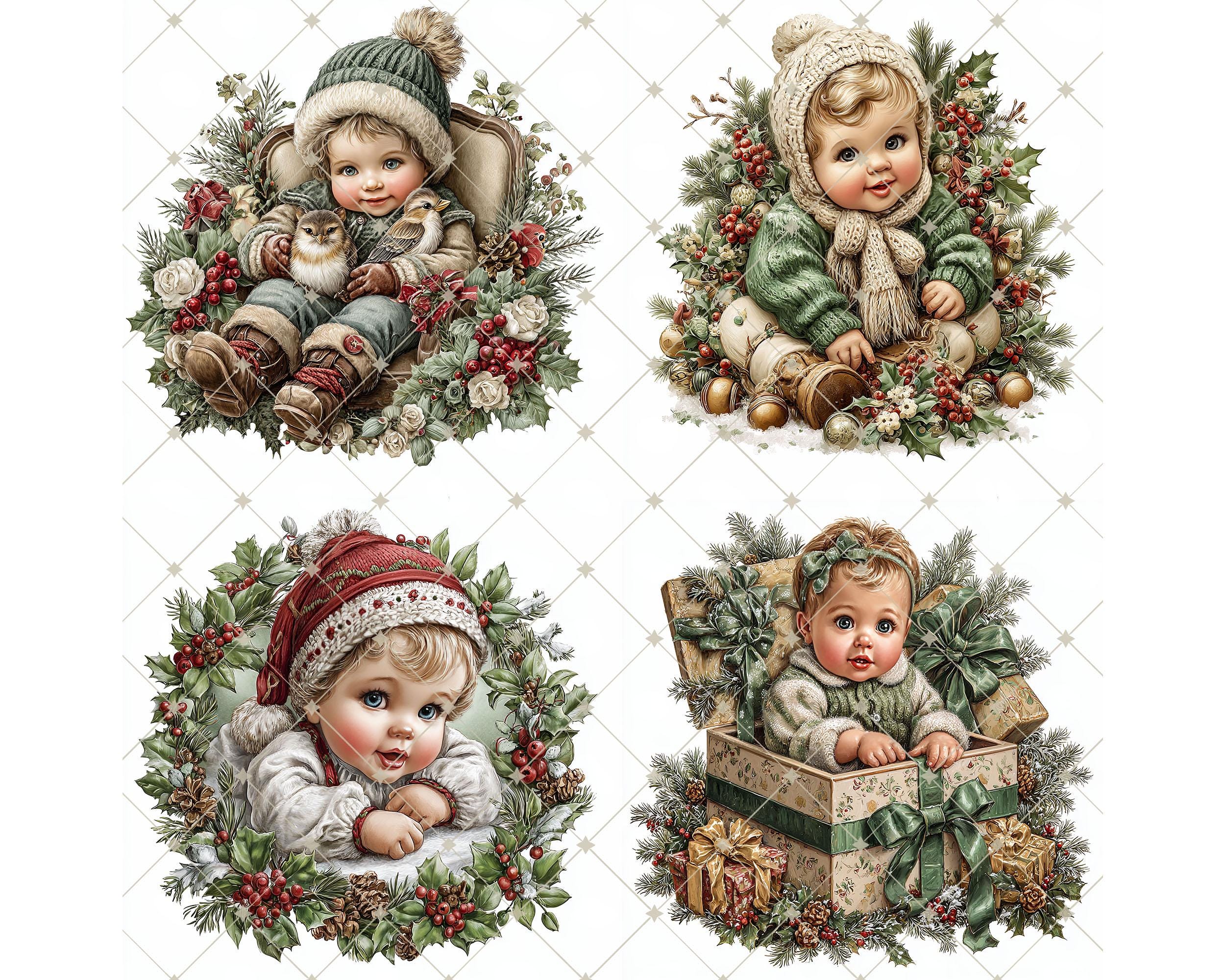 Sweet Christmas Baby Clipart: Holiday Baby Graphics for Cards ...