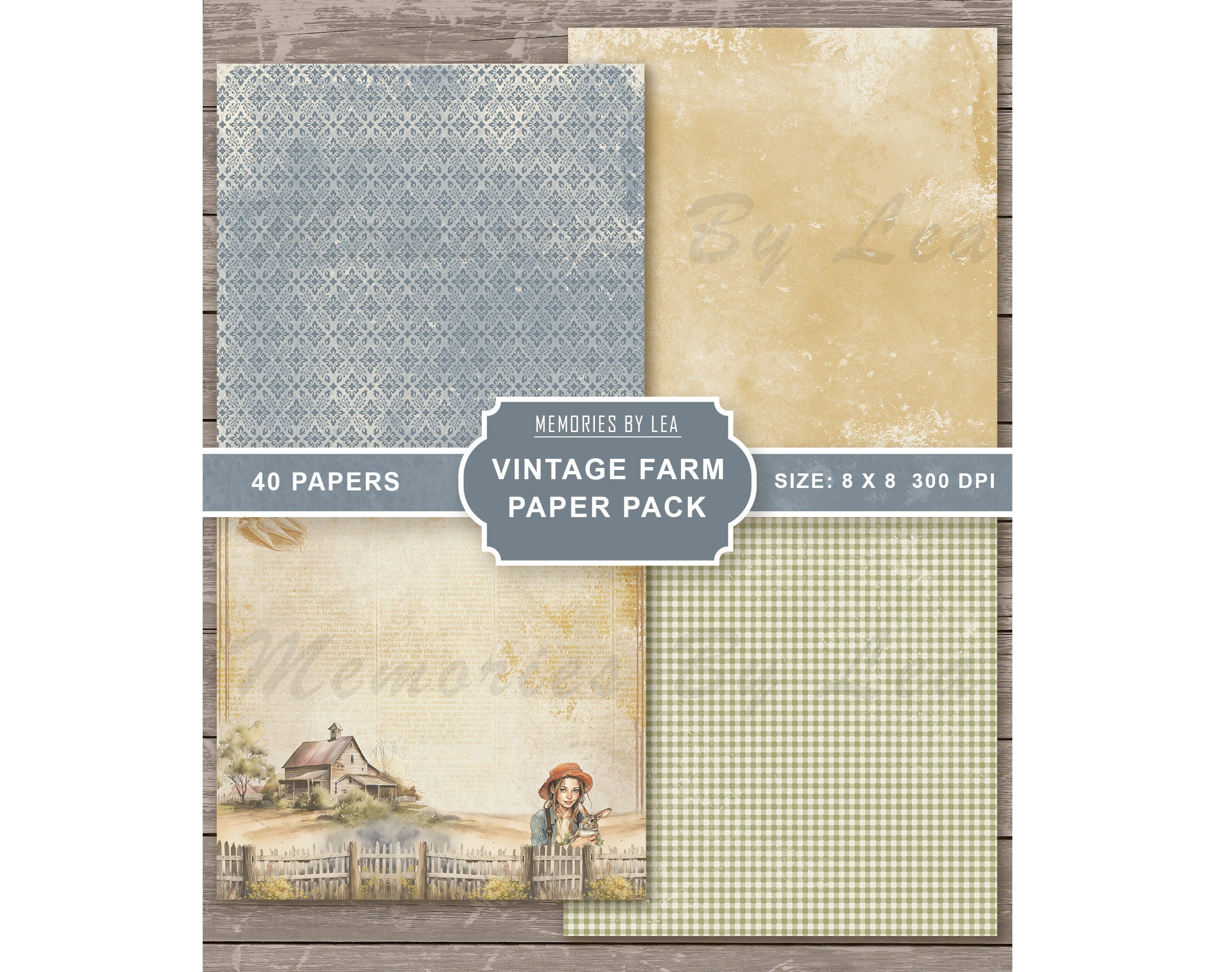 Vintage Farm Printable Digital Paper Pack, Farmhouse Digital ...