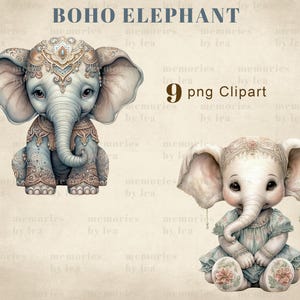 Boho Baby Elephant Clipart, Elephant Baby Toy PNG Clipart, Toy, Animal ...