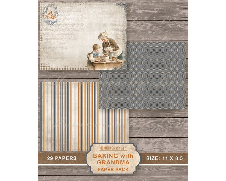 Baking Printable Papers, Baking Grandma Junk Journal, Scrapbook Baking ...