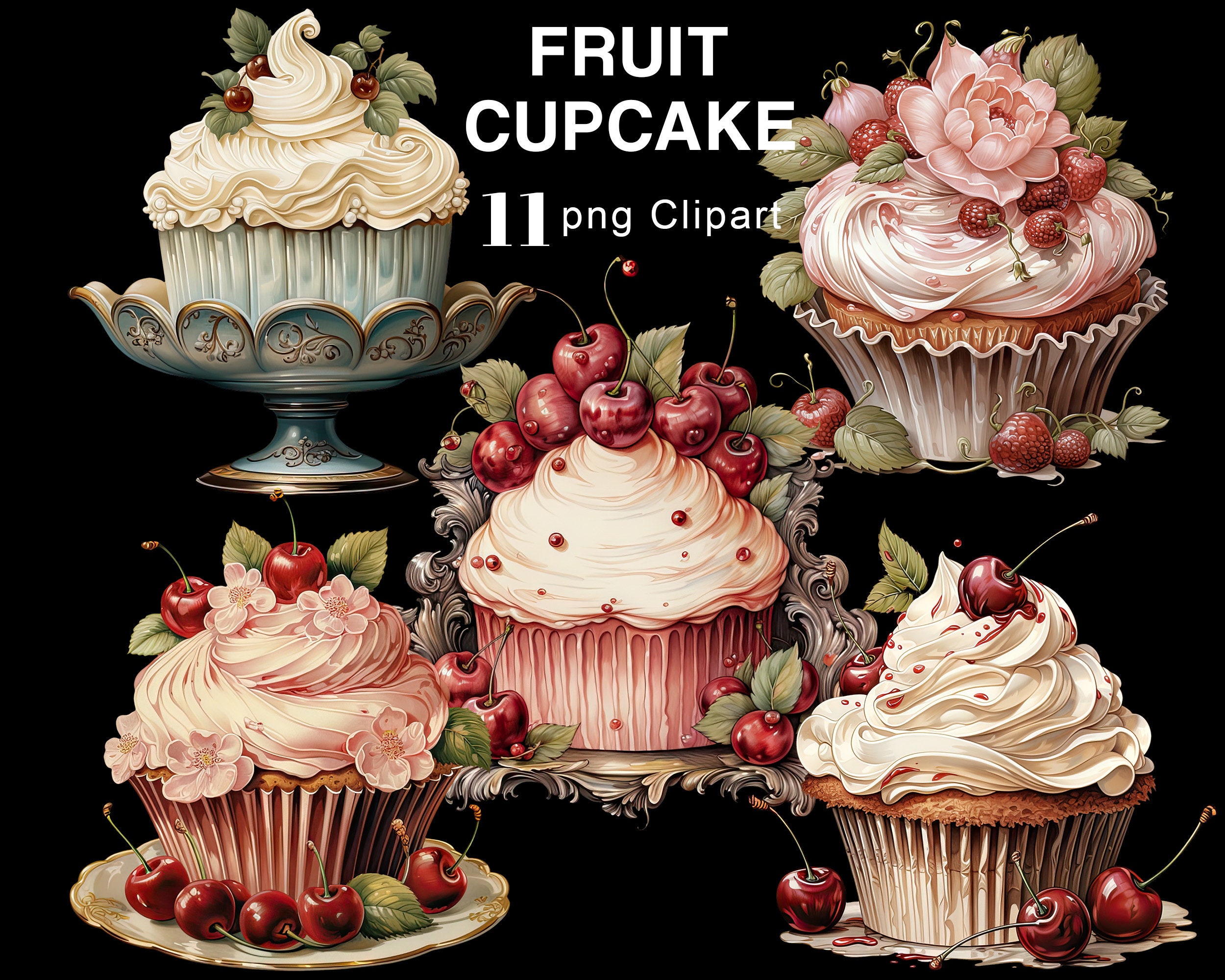 Fruit Cupcake Clipart, Sweets PNG Clipart, Desserts, Cake, Food, Baking ...