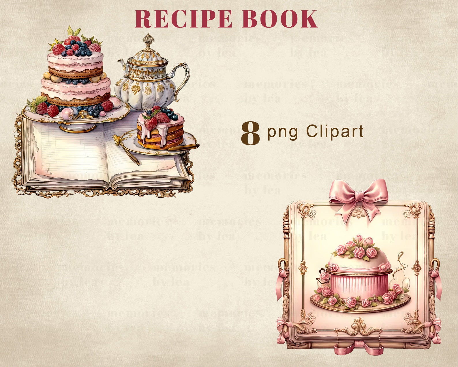 Vintage Recipe Book Clipart, Baking, Cooking, Cookbook PNG Clipart ...