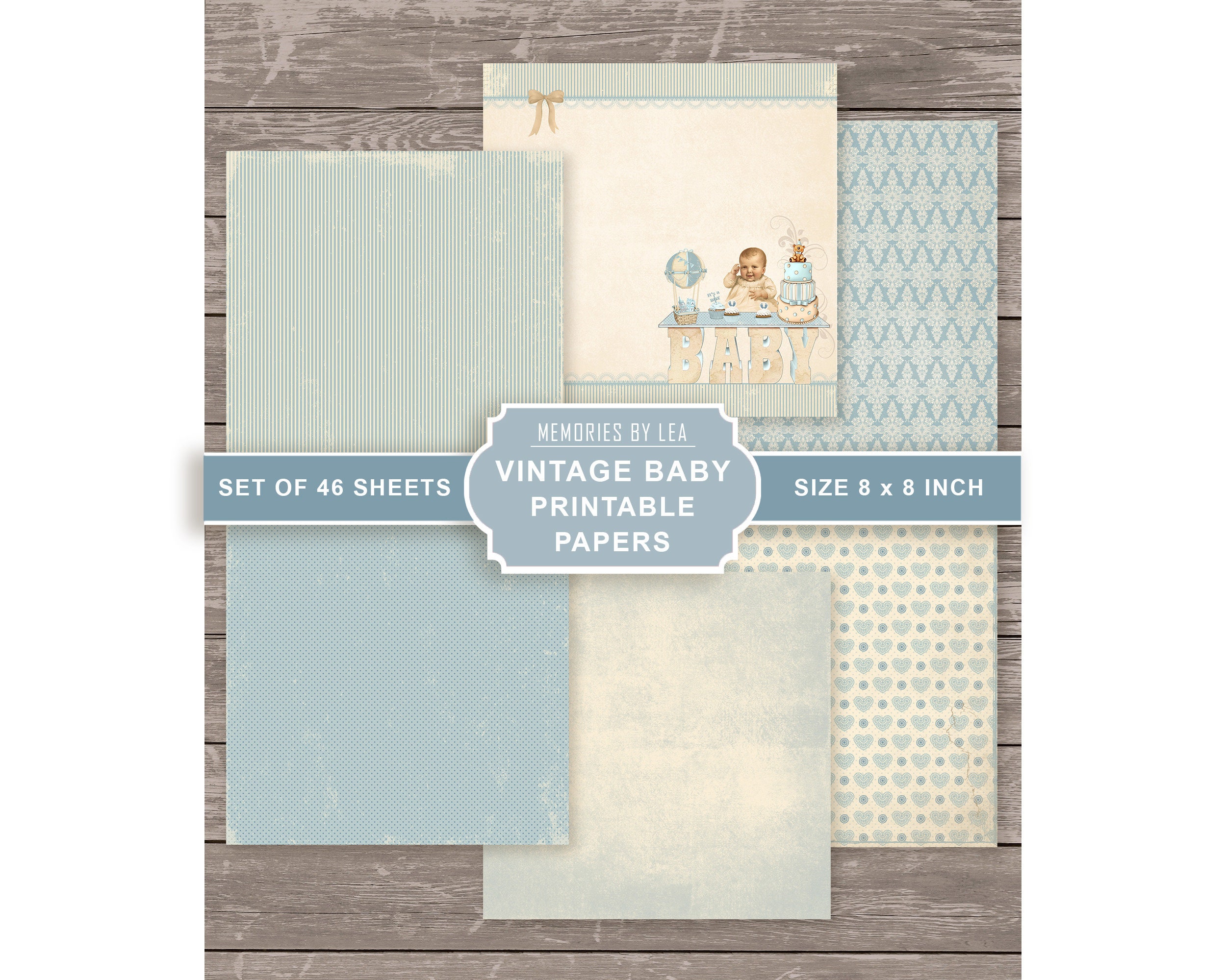 Vintage Baby Boy Printable Paper Pack Digital Paper Baby - Etsy Australia