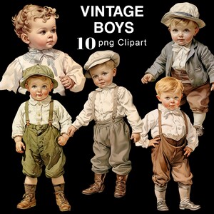 Vintage Little Boys Clipart, Toddler Boy PNG Clipart, Little Boys ...