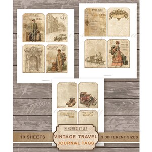 Vintage Travel Junk Journal Tags, Travel Theme, Journal Inserts ...
