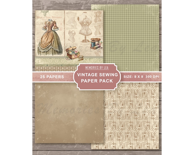 Vintage Sewing Printable Digital Paper Pack, Fashion Digital ...