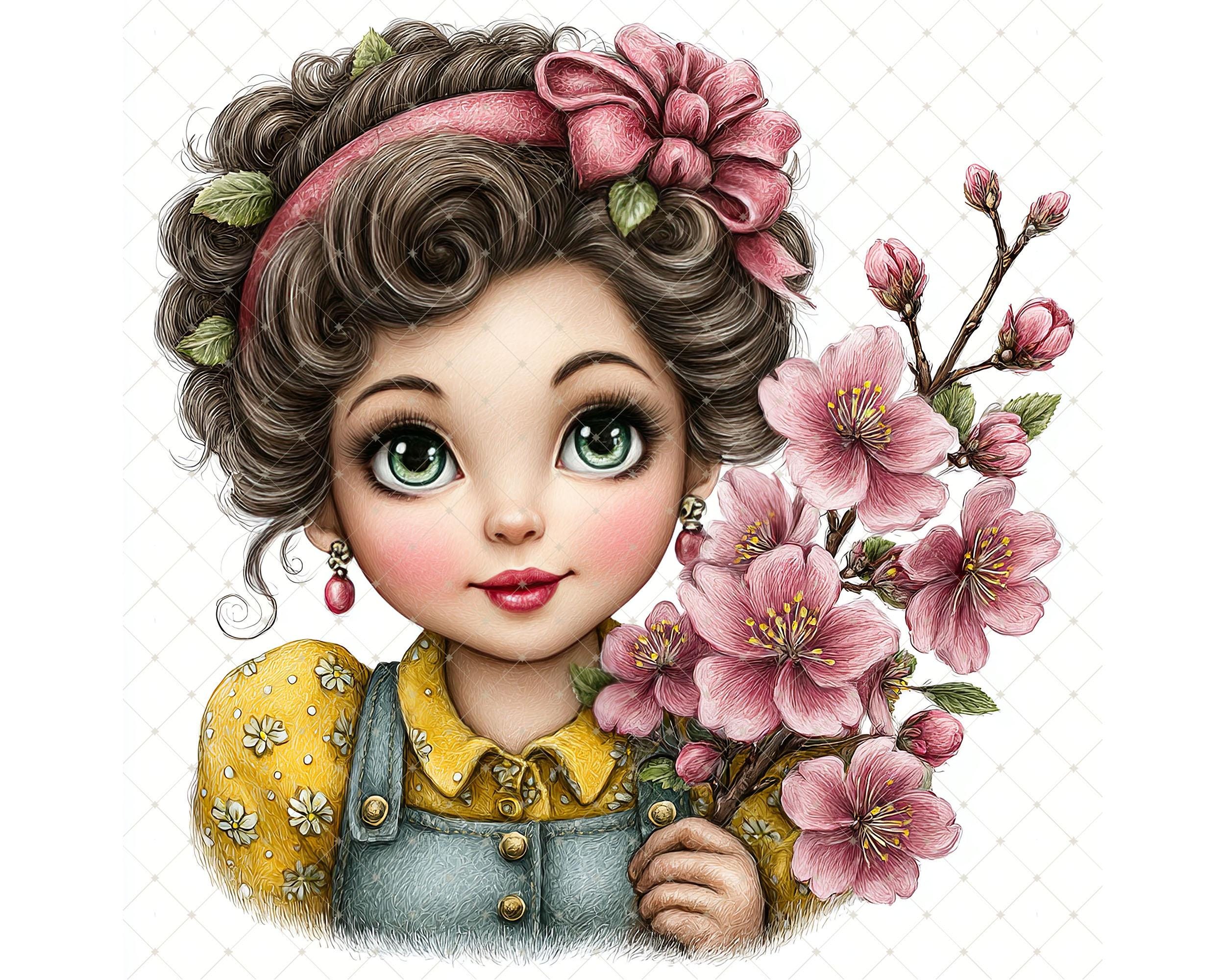 Cherry Blossom Clipart, Spring Sakura Flower Digital JPG Illustration ...