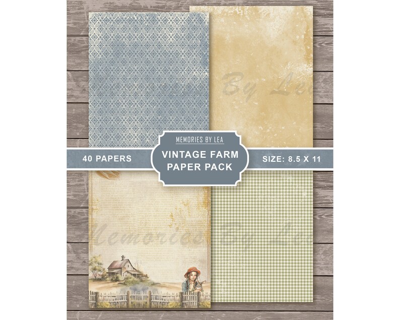 Vintage Farm Digital Paper Pack, Scrapbook Junk Journal (digital ...