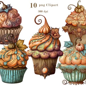 Halloween Cupcakes Watercolor Clipart, Dessert, Cookies, Halloween PNG ...