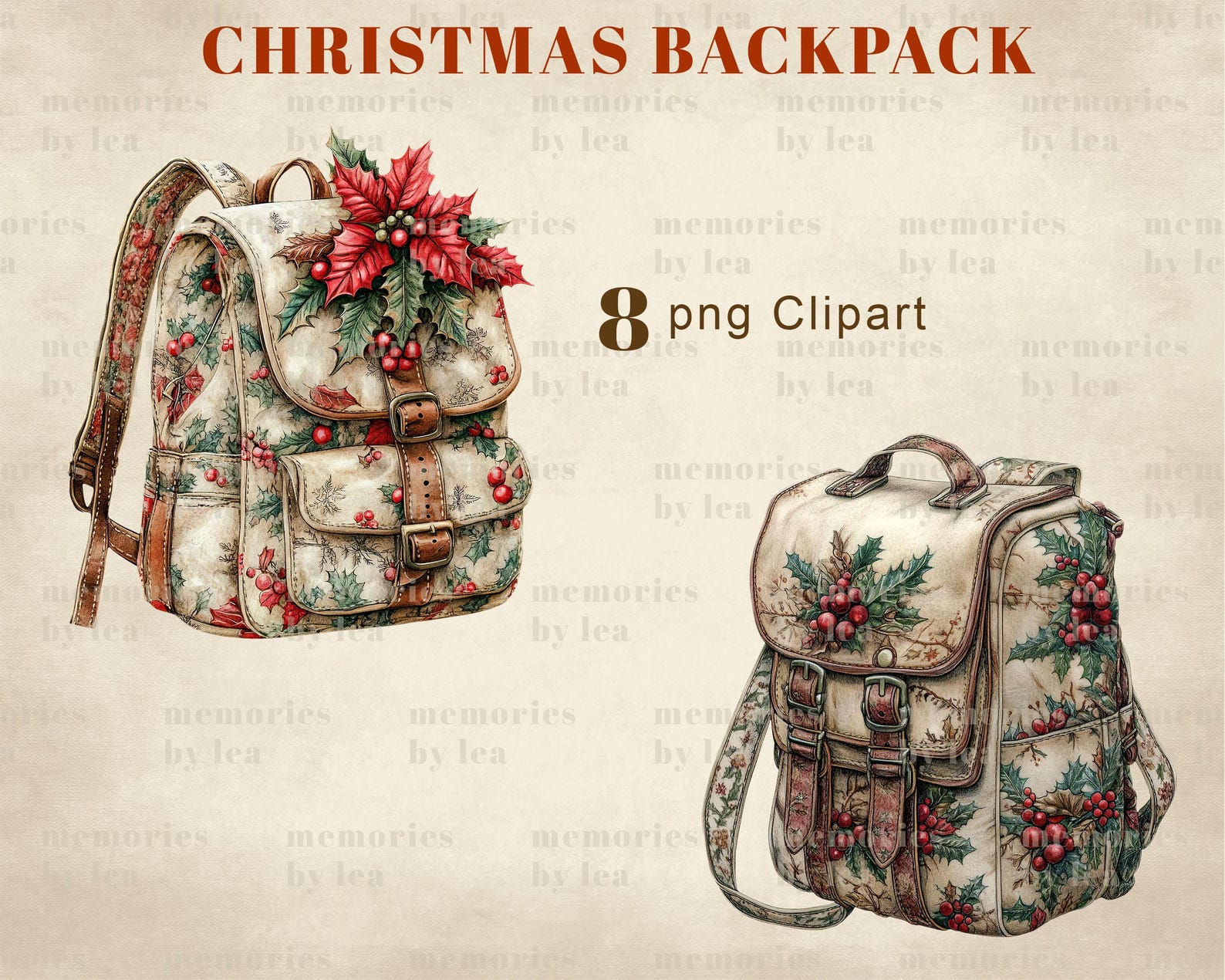 Christmas Backpack Clipart, Christmas PNG Clipart, Fashion, Vacation ...