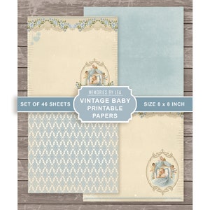 Vintage Baby Boy Printable Paper Pack, Digital Paper, Baby Printable ...