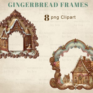 Vintage Gingerbread Frames, Png Christmas Clipart Set, Scrapbook ...