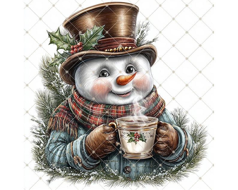 Hot Cocoa Snowman Clipart: Winter Printable Ephemera Stickers (digital ...