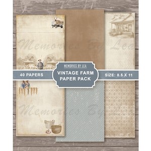Vintage Farm Digital Paper Pack 8.5x11, Farmhouse Printable ...