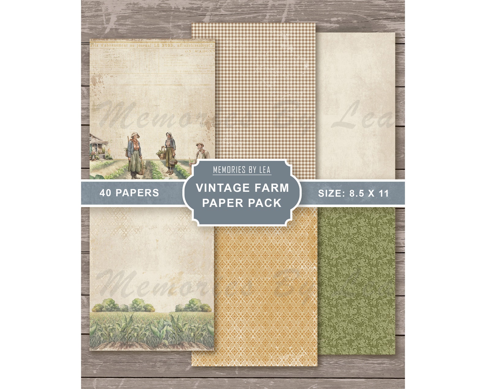 Vintage Farm Digital Paper Pack 8.5x11 Farmhouse Printable - Etsy