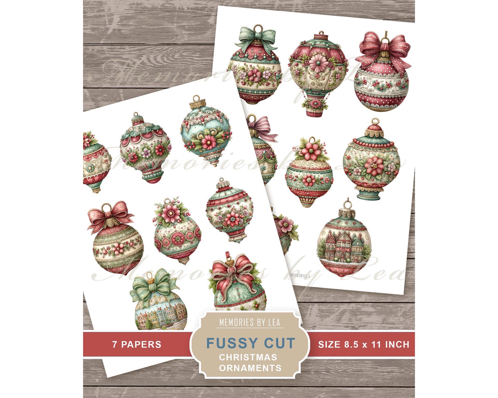 Junk Journal, Victorian Christmas Ornament Fussy Cut, Christmas Bauble ...