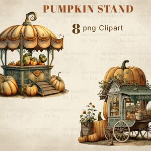 Pumpkin Stand Clipart Set, Autumn Graphic for Scrapbook, Junk Journal ...