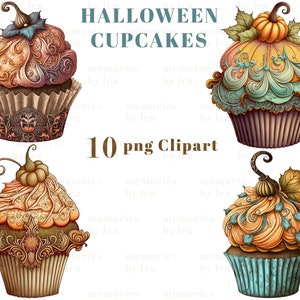Halloween Cupcakes Watercolor Clipart, Dessert, Cookies, Halloween PNG ...
