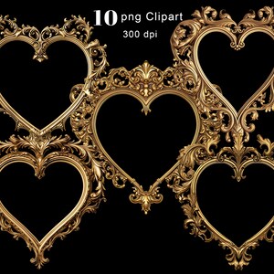 Vintage Ornate Heart Frames Clipart, Antique Frames PNG Clip Art ...