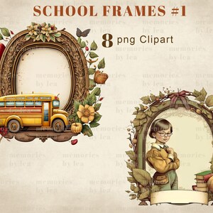 School Frames #1 Clipart, Back to School Graphic for Scrapbook, Junk ...