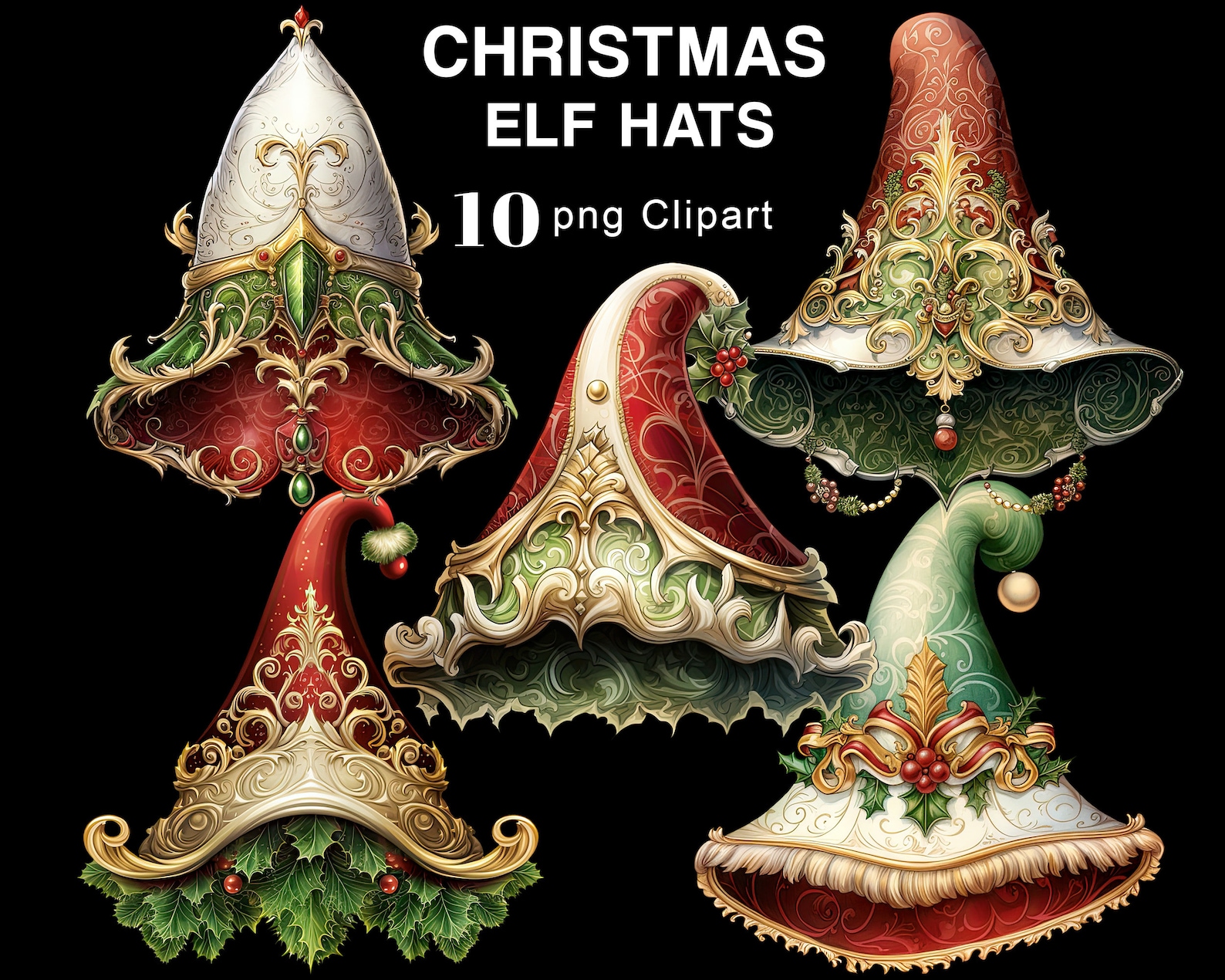 Christmas Elf Hats Clipart Christmas Hat PNG Clip Art Elf - Etsy