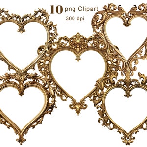 Vintage Ornate Heart Frames Clipart, Antique Frames PNG Clip Art ...